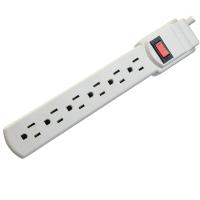 China Ready to Ship 2.5 FT Power Strip with 6 Outlets and Overload Fuse Surge Protector NEMA 5-15P Male End Type Customized for sale