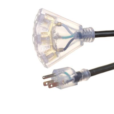 China ETL Certified 100 ft Outdoor Extension Cord 16/3 12/3 Sjeoow with 3 Taps 5-15p and 5-15r Connector Copper Conductor for sale