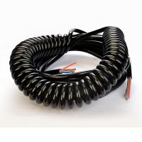 China PE Jacket Eu Retractable Coiled Power Extension Cord Oxygen Free Bared Stranded Copper Conductor 3 Core Spring Wire White Black for sale