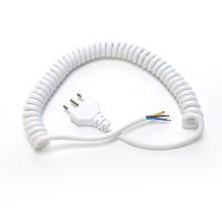 China PE Jacket Eu Retractable Coiled Power Extension Cord Oxygen Free Bared Stranded Copper Conductor 3 Core Spring Wire White Black for sale