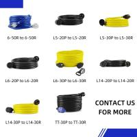 China Outdoor Yard Party 125V 15A NEMA 6-50P/R Heavy Duty 1/3/5/6/20FT 50M Lighted End Blue Multi Rv Cable Extension Power Cord for sale