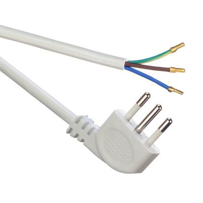 China IMQ Standard 3 Pin Angeled 16A Italy White Power Cords H05VV-F 3x0.75MM² with Closed End Crimp Terminal from Trusted for sale