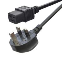 China Commercial AC Plug IEC60320 C19 Connector 3 Pin Line Lead Strip Wire Power Cord UK BS Standard 3 Prong Supply IEC Cable for sale