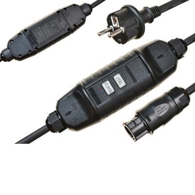 China 16A Straight Schuko H07RN-F Rubber Sheath Middle Swithed Leakage Protection and End With Betteri BC01 Connector Power Cord for sale