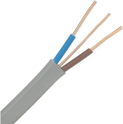 China 100m Roll of 2.5mm Copper Conductor Electric Cable Wire with 1.5mm Earth Cable in Grey Twin Flat Cable BS6004 Standard for sale
