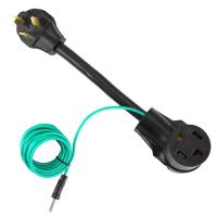 China 1 Outlets 1FT NEMA 10-30P to 14-30R Dryer Adapter 30A 250V SJTW 10AWG 3C 3 Prong to 4 Prong Dryer Plug Adapter With Green Ground Wire for sale
