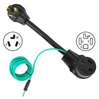 China 1 Outlets 1FT NEMA 10-30P to 14-30R Dryer Adapter 30A 250V SJTW 10AWG 3C 3 Prong to 4 Prong Dryer Plug Adapter With Green Ground Wire for sale
