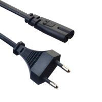 China Oxygen Free Bared Stranded Copper Conductor European Standard 2pin Eu Plug Power Cord Black Plug for Home Appliances for sale