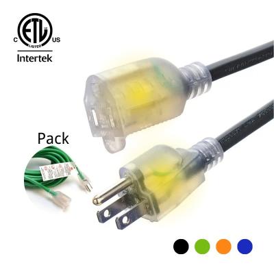 China 250V Rated 12/3 50 ft Waterproof Heavy Duty Extension Cord with Lighted Indicator End Bared Stranded Cooper Conductor for sale
