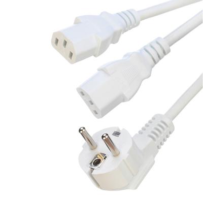 China Certified SNI 2 Pin With Earth Contact Schuko Plug to 2XC13 Female Y Type Splitter Power Cord SNI Extension Cord 250V/16A for sale