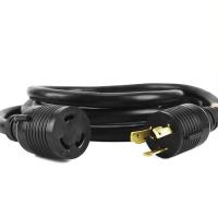 China 30Amp 7500 Watts 25FT L6-30P to L6-30R Heavy Duty Generator Power Cord SJTW 10AWG 3 Prong Conductor Bared Stranded Cooper for sale