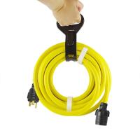 China 30Amp 7500 Watts 25FT L6-30P to L6-30R Heavy Duty Generator Power Cord SJTW 10AWG 3 Prong Conductor Bared Stranded Cooper for sale