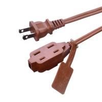 China ETL 3 Outlet Brown Multiple Outlets SPT-2 14 Gauge 6FT 12FT 2 Prong Extension Cord Power Strip with Safety Cap Cover for sale