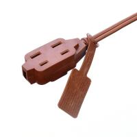China ETL 3 Outlet Brown Multiple Outlets SPT-2 14 Gauge 6FT 12FT 2 Prong Extension Cord Power Strip with Safety Cap Cover for sale