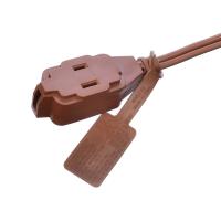 China ETL 3 Outlet Brown Multiple Outlets SPT-2 14 Gauge 6FT 12FT 2 Prong Extension Cord Power Strip with Safety Cap Cover for sale