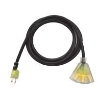 China 20A/250V SJTW Heavy Duty Black Extension Cable with 3 Prongs and Outdoor Lighting Support Customizable Color Selection for sale