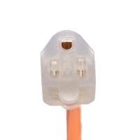 China 15 FT 12/3 Gauge LED Lighted End SJTW 15 Amp/125V/1875W Orange Outer Jacket Heavy Duty Power Cord for Indoor/Outdoor for sale