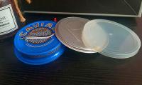 China Caviar Ring pull tin easy open caviar tin in Aluminum with plastic lid 3.5oz and 7oz for sale