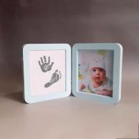 China Wood Material Custom Photo Frame 12 Month Baby Handprint And Footprint Kit for sale