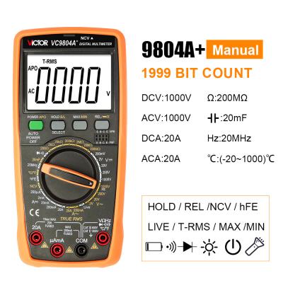 China Victor VC9804A+ 9804 Pocket Multimeter True RMS AC DC 1000V 20A multimeter digital for sale