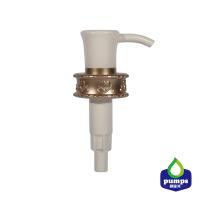 China Manufacture 33 410 Plastic Bottle Lotion Pump Soap Dispenser UV Coating Aluminum Matt Gold Collar for sale