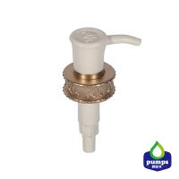 China Manufacture 33 410 Plastic Bottle Lotion Pump Soap Dispenser UV Coating Aluminum Matt Gold Collar for sale