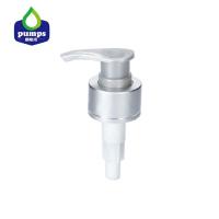 China 24/410 Ribbed Cosmetic Lotion Pump Aluminum Cover Left right lock For Plastic Bottle for sale