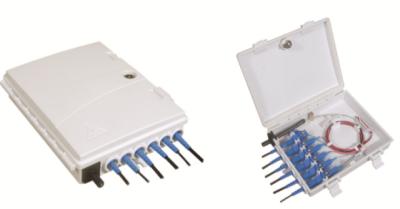 China Plastic fiber optical distribution box,172x136x40mm,wall-mounted,IP65,6pcs adaptors for sale