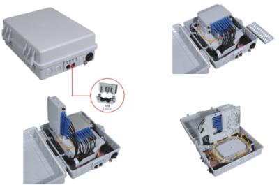 China Plastic fiber optical distribution box,292.5X227.5X102mm,wall/Pole-mounted,IP65,2PCS 1X8 /1X16 SPLITTER,supporting uncut for sale