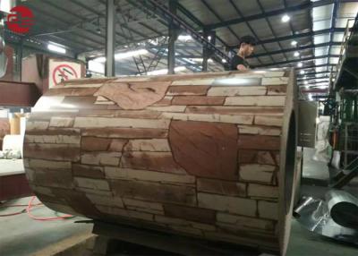 China Wood Grain Rolled Steel Coils AISI Standard , Ppgi Mild Steel Coil With Flower Pattern for sale