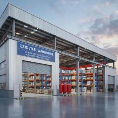 China Q235 Steel Warehouse Incorporating Optional Fire Protection System Ideal for Heavy Duty Industrial Storage Requirements for sale