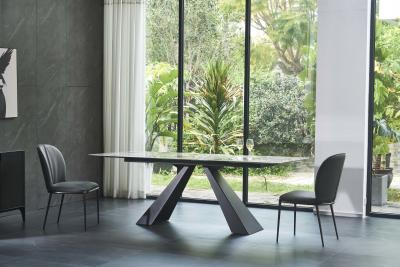 China Ceramic Marble Extending Dining Table 2200x1000mm 4-6 Seater Stainless Steel Base for sale
