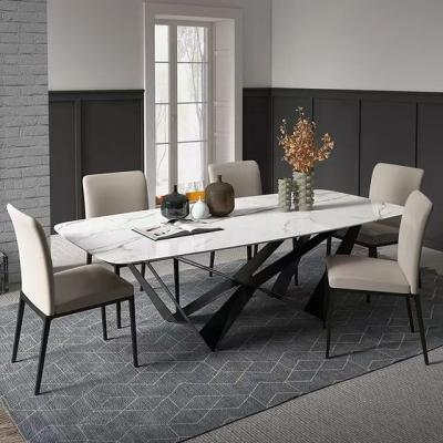 China Origami Marble Top Stainless Steel Dining Table 2200x1000x750mm Rectangular for sale