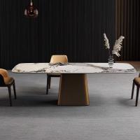 China Rectangular Stainless Steel Ceramic Marble Dining Table 2200x1000x750mm for sale