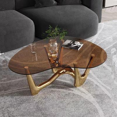 China Cuore Heart Shaped Stainless Steel Tempered Glass Coffee Table 1120x890x430mm for sale
