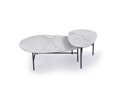 China ModernEdge Stainless Steel Ceramic Marble Coffee Table 430mm Height Scratch Resistant for sale