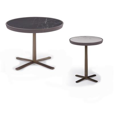 China Stellar Base Black Marble Coffee Table Ceramic Top Stainless Steel Frame 500mm for sale