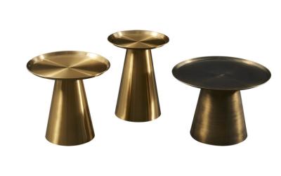 China Brushed Bronze Stainless Steel Coffee Table Set 500mm Diameter Modern Glamour Side Table for sale