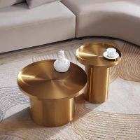 China Gleam Brass Nordic Style Coffee Table Minimalist Stainless Steel Bedside Table φ500mm 550mm for sale