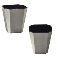 China Vertex Steel Polygon Side Table 500x500x550mm Tempered Glass Stainless Steel Base for sale