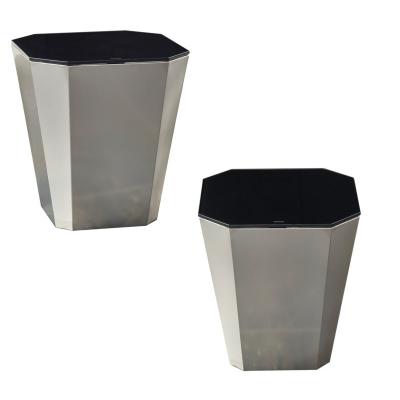 China Vertex Steel Polygon Side Table 500x500x550mm Tempered Glass Stainless Steel Base for sale