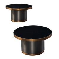 China Infinity Circular Glass Coffee Table 800mm Tempered Glass Stainless Steel Base for sale