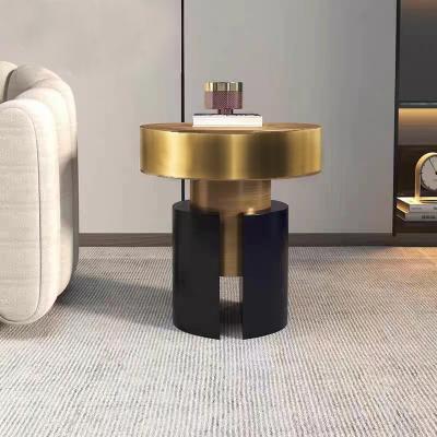 China Titanium Noir Stainless Steel Side Table 450mm Gold Frame Modern Coffee Table for sale