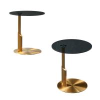 China Tempered Glass Side Table 500mm Stainless Steel Gold Titanium Luxury End Table for sale