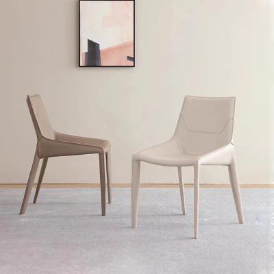 China Lux Leather White Metal Italian Style Dining Chairs Comfortable for sale