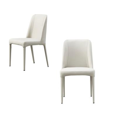 China SleekLeather Dining Chair Minimalist High Back 480x510x840mm PU Leather Steel Frame for sale
