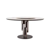 China Contemporary Ceramic Marble Dining Table 1350mm Stainless Steel Base Round for sale