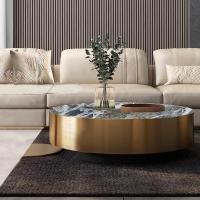 China Stainless Steel edge Ceramic Marble  Coffee Table for sale