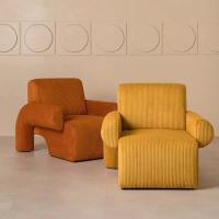 China Corduroy Wood Frame Armchair , Comfortable Fabric Covered Armchairs for sale