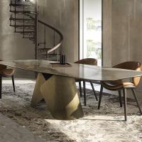China Luxury Modern Ceramic Marble Top Dining Table 2400mm Length  High End for sale